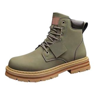 Generic Chaussures dhiver imperméables pour homme - Bottes dhiver chaudes doublées en cuir - Bottes de neige - Bottes dhiver à lacets - Bottes de motard antid