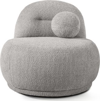 Konsimo Sofa Malve Bequeme 3-Sitzer Couch in Boucl&eacute;-Stoff, Japandi-Stil 2 Dekokissen in Kugelform, Chenille-Stoff, Weiche Sitzfl&auml;che (stahlfarbe, Sessel 83x74