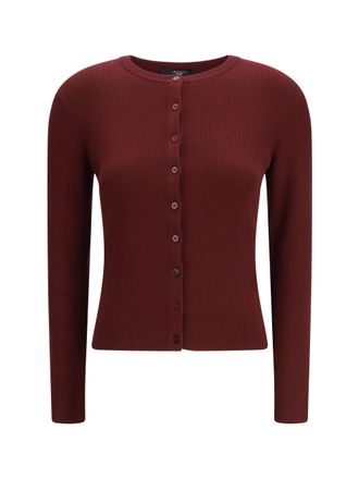 Max Mara Womens Cardigan Ribbed Viscose Berry Sweater