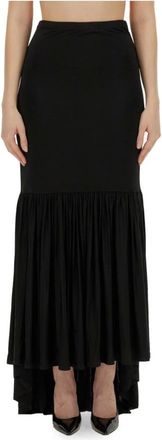 Nina Ricci Femme, Jupes, Noir, Taille: 40 FR Jupe Maxi &agrave; Ourlet Fronc&eacute;