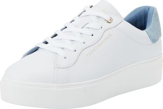 Tommy Hilfiger Damen Chic Platform Cupsole Sneaker Fw0Fw09021 Low Top, White (White/Clear Water), 40 EU