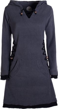 vishes Zipfelkleid Extra warmes Damen Elfenkleid Winterkleid Sweatkleid Eco-Fleece Hippie, Hoodie Style, Alternative Bekleidung