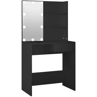 vidaXL Coiffeuse avec led noir 74,5x40x141 cm