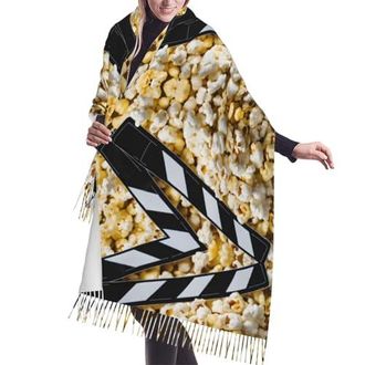 Generic Clap De Cin&eacute;ma Et Popcorn Femme Scarf &Eacute;l&eacute;gant Etole Mode Ch&acirc;le Pour Automne Hiver Soir&eacute;e Cadeau