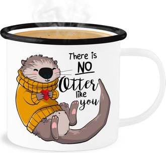 Shirtracer Emaille Becher Blechbecher - Statement Sprüche - There is no Otter like you I Otter Geschenk - 300 ml - Weiß Schwarz - sarkasmus seeotter tasse spruch