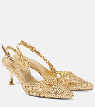 SIMKHAI Escarpins slingback Dylan en cuir métallisé
