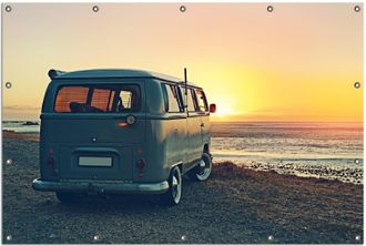 Wallario Outdoor-Poster f&uuml;r Garten oder Balkon Roadtrip am Meer, Motivbanner Gr&ouml;&szlig;e: ca. 120 x 180 cm, Outdoor-Bild