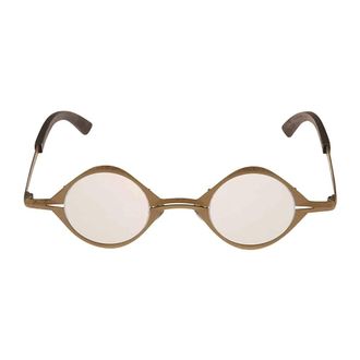 Rigards Leather Detail Round Frame - - Accessories - unisex - Gelb - 38 MM