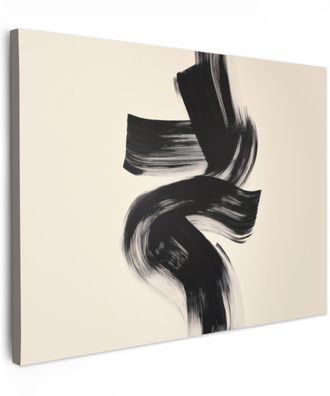 MuchoWow &copy; Wandbilder 80x60 cm Wohnzimmer Wanddeko Schlafzimmer Zimmerdeko Wandgem&auml;lde Zimmer Deko auf Wand Dekoration Wall Art Streifen - Schwarz - Abstrakt