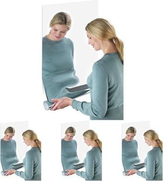 Maximex Feuille Miroir indéchirable avec Effet de réflexion | Collage Facile | Découpe personnalisée | Quadrillage pour précision | 58 x 150 cm (Lot de 4)