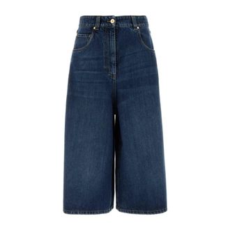 Brunello Cucinelli Jean large raccourci - Femme - Jeans - Bleu - Taille: 38 FR