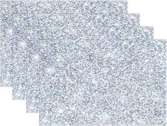 IUBBKI Silberne Glitzer Tischsets 4er Set, Tischsets f&uuml;r K&uuml;che, Esstisch, Heimdekoration, rutschfest, hitzebest&auml;ndig, waschbar, 30,5 x 45,7 cm