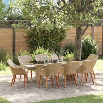 vidaXL vidaXL Ensemble de salle &agrave; manger pour jardin 9 pcs Beige polyrotin