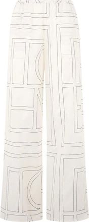 Toteme Pantalon de pyjama en coton monogramm&eacute; - Femme - V&ecirc;tements de nuit et de d&eacute;tente - Blanc - Taille: 36 FR