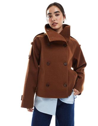 Asos Eleganter Cropped-Trenchcoat in Rostrot-Grün