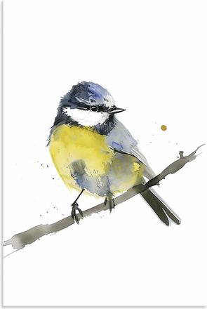 Artland Wanddeko Wandbild Alu Verbundplatte f&uuml;r Innen & Outdoor Bild 20x30 cm Aquarell aesthetic room decor Blaumeise Vogel Singvogel Natur U5QW