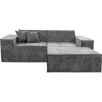 Habitat et Jardin Canap&eacute; droit modulable avec ottoman en tissu textur&eacute; Lusso - 3 places - Gris