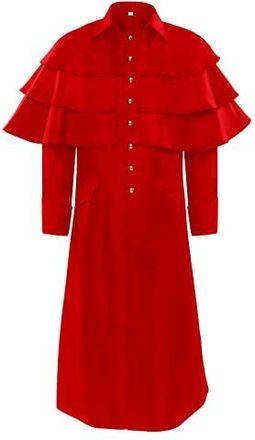 Generic Veste Gothique Homme Steampunk - Manteau Steampunk Homme Vintage Cosplay Costumes Carnaval Halloween Manches Longues Veste Smoking Manteau Victorien R