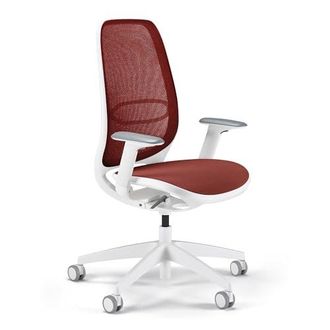 Sedus se:air Ergonomischer Drehstuhl, B&uuml;rostuhl, Kunststoff mit Rezyklat-Anteil, 100% Recyclingf&auml;hig, Rot,Wei&szlig;, 42-55cm, bis 130kg Belastbar