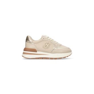 Liu Jo Plateau-Ledersneakers mit Kontrasteins&auml;tzen - - Shoes - Damen - Beige - 39 EU