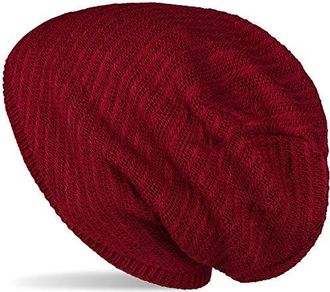 styleBREAKER Bonnet Unisexe avec Doublure en Laine Polaire, Unicolore Hiver, Bonnet uni 04024176, Couleur:Bordeaux-Rouge