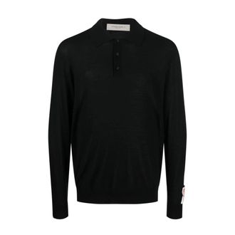 Golden Goose Schwarzes Gestricktes Langarm-Polo Stilvolles Design - - Knitwear - Herren - Schwarzk - XL