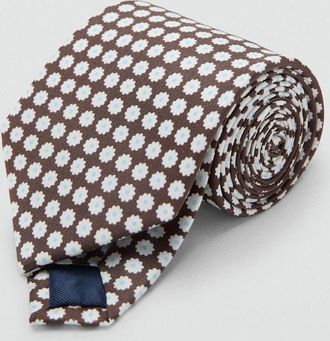 Mango Cravate 100 % soie imprim&eacute; fleurs marron - Homme - Taille unique - MANGO MAN