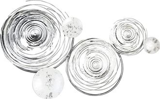 Gilde Casablanca Wanddeko Circles Metall weiß/silberfarben - ausschließlich Indoor geeignet - H: 56 cm B: 94 cm T: 6cm 74965