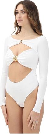 Elisabetta Franchi Femme, Tops, Beige, Taille: 42 FR Haut &Eacute;l&eacute;gant &agrave; Manches Longues Ivoire