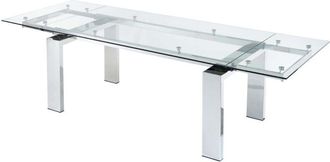 Vente-Unique Vente-unique - Table à manger extensible 8 à 10 personnes en verre trempé et métal - Transparent - lubana
