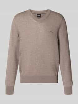 HUGO BOSS Pullover aus Wolle mit Logo-Stitching