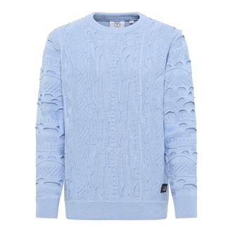 Carlo Colucci Homme, Pulls, Bleu, Taille: 2XL Pull en maille de couleur unie