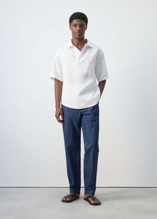 Mango Regular Fit Jeans mit Kordelzug dunkelblau - Herren - 38 - MANGO MAN