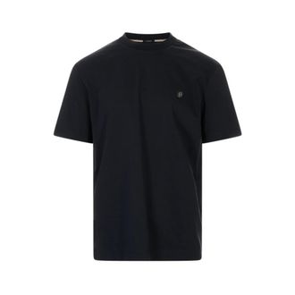 HUGO BOSS Mercerized-Baumwoll-T-Shirt mit Double B Monogramm - - Tops - Herren - Blau - 2XL