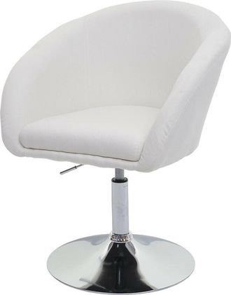 Mendler Chaise de salle à manger HWC-F19 - chaise de cuisine chaise pivotante fauteuil lounge tissu/textile crème-blanc
