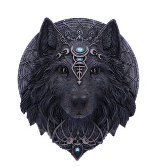 Nemesis Now Dark Gothic Magischer Wolf Mond Wandbehang Plaque, Schwarz, Einheitsgröße