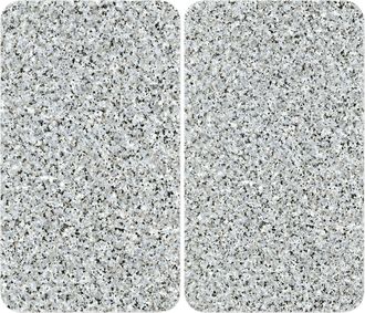 WENKO Herdabdeckplatte Universal Mod. Granit, höhenverstellbar für alle Herdarten, Schneidebrett und Spritzschutz, Glas, 30 x 52 cm, 2-teilig