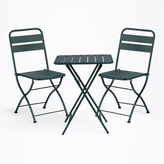 Sklum Sklum - Janti Gartentisch-Set (60 x 60 cm) und 2 Klappst&uuml;hle gr&uuml;n jungle