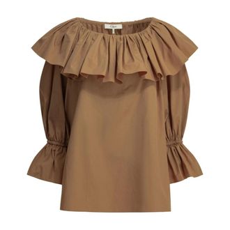 Chlo&eacute; R&uuml;schen-Oberteil aus Baumwollpopeline - - Blouses & Shirts - Damen - Braun - S