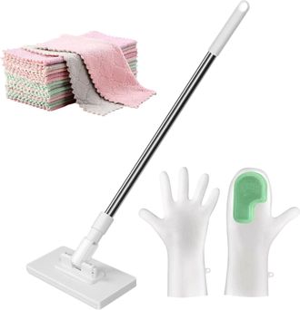 Generic Bodenwisch,Ergonomischer Rutschfester Griff Mit Handschuhen | Abnehmbare K&uuml;che Mopp Bodenreinigung,F&uuml;r Innen Au&szlig;en Home K&uuml;che Wohnung B&uuml;ro Schule Klas