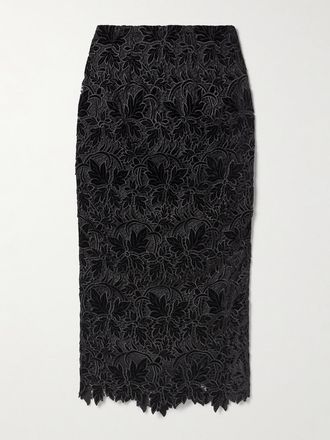 Cara Cara Sienna Midirock Aus Guipure-spitze Aus Samt - Schwarz