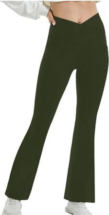 Generic Pantalon de yoga &eacute;vas&eacute; avec poches pour femme - Pantalon de yoga taille haute &agrave; jambes larges pour femme, extensible, pour le travail, la gym, le jogg