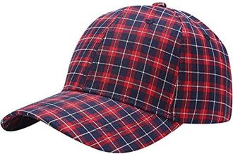 Generic Casquette camouflage dextérieur pour la pêche, la chasse, la randonnée, le basket-ball, casquette snapback à carreaux, Rouge, Taille unique