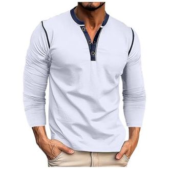 Generic T-shirt &agrave; manches longues et col dhiver pour homme, Blanc., XXL