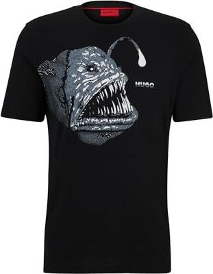 HUGO BOSS Hommes Dibeach T-Shirt Regular Fit en Jersey de Coton avec Motif Artistique saisonnier