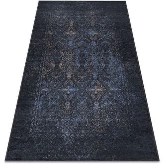 RugsX Rugsx - andre 1058 Waschteppich Ornament, vintage Anti-Rutsch - schwarz / blau black 120x170 cm