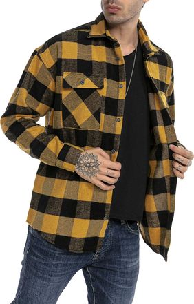 Red Bridge Modisches Karohemd im Holzfällerlook Vintage-Design Gelb-Schwarz XXL