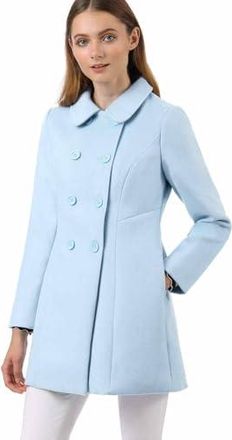 Allegra K Trench à double boutonnage à col Claudine pour femmes Costume dHalloween Bleu XS