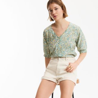 La Redoute Collections Blouse Col V Manches 3/4 Imprim&eacute; Floral