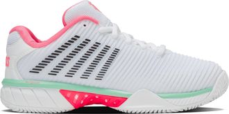 K-Swiss Damen Hypercourt Express 2 Clay Tennis Shoe, White/Neon Pastel Pink/Black, 38 EU